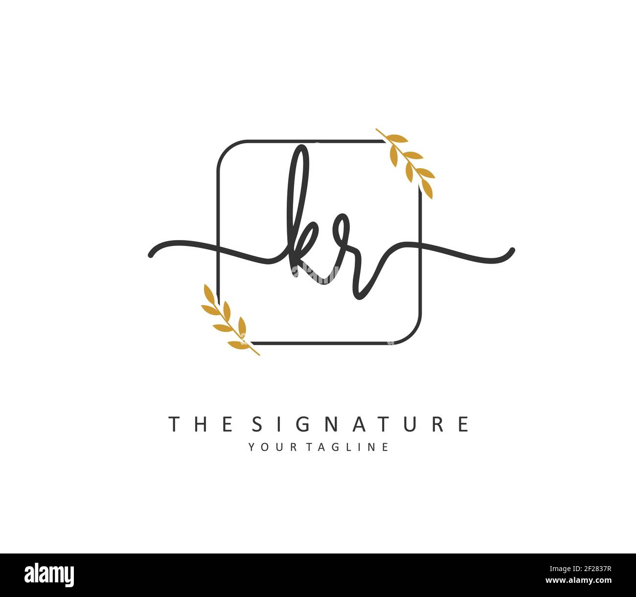 KR Initial letter handwriting and signature logo. A concept handwriting ...