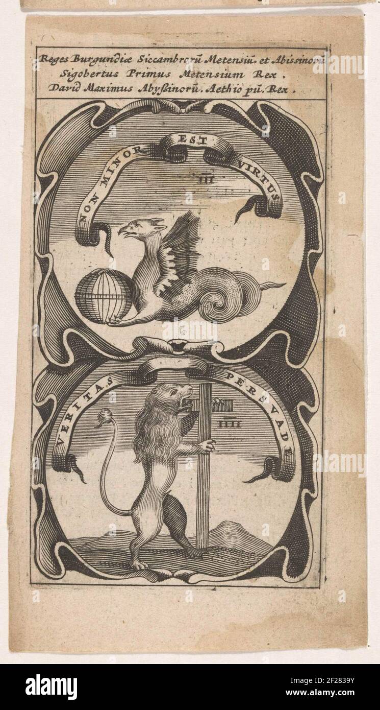 Basilisk met globe / Leeuw bijtend aan een kruis; Sic Super Irrepat ...