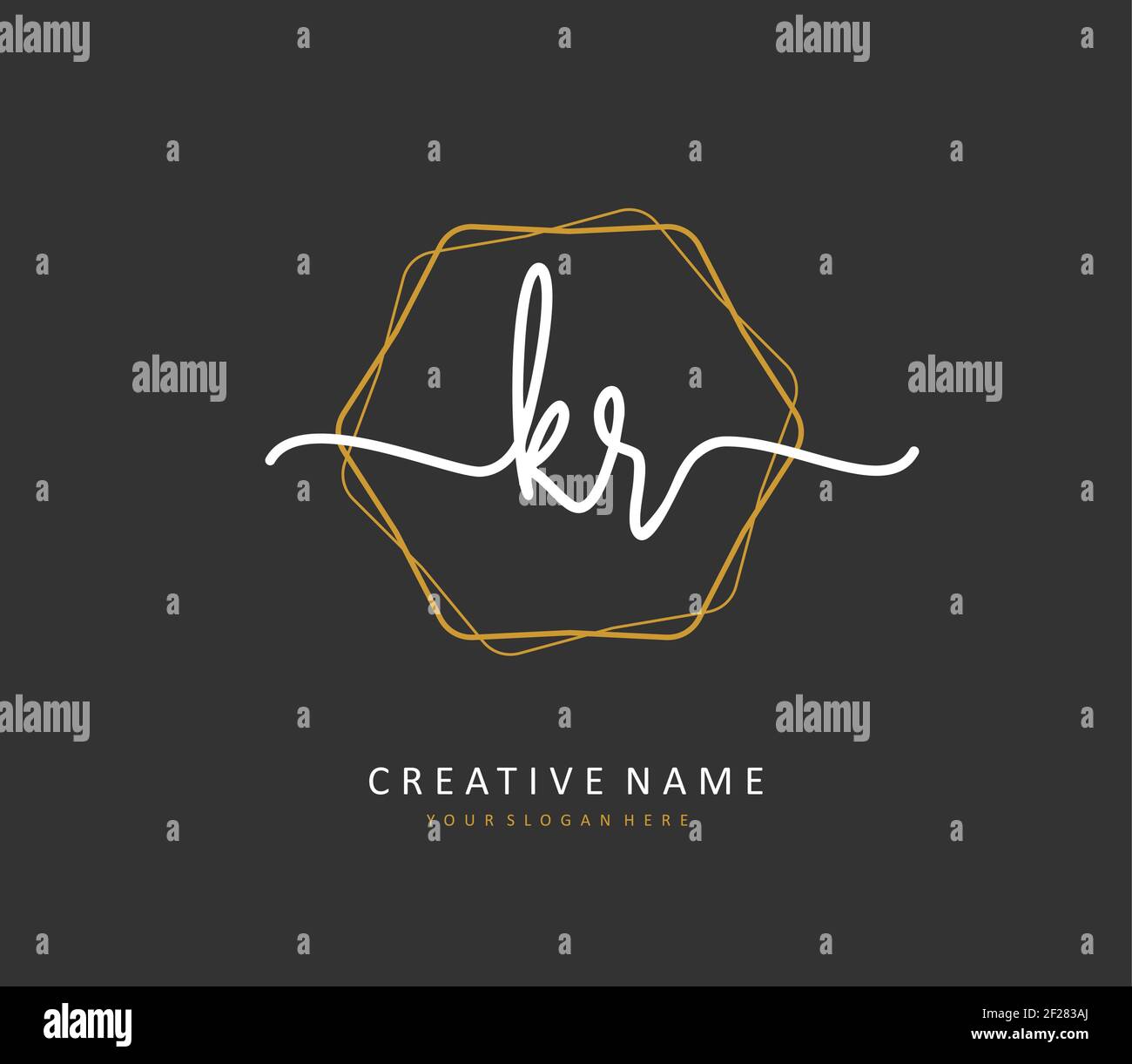 KR Initial letter handwriting and signature logo. A concept handwriting ...