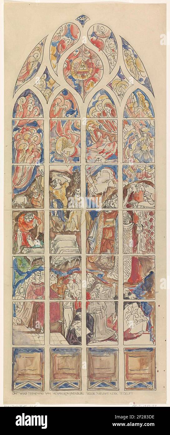 Design drawing for a window in the new church in Delft Stock Photo - Alamy