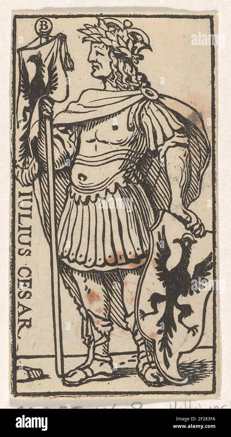 Portret van Julius Caesar.Portrait of Julius Caesar with a shield and a ...