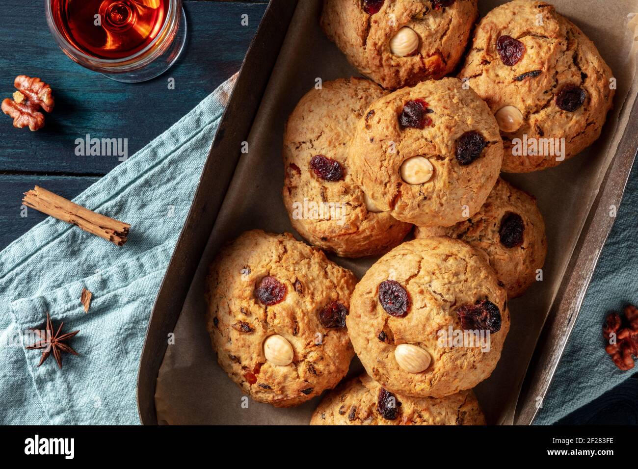 Rock cookies with spices, overhead shot Stock Photo - Alamy