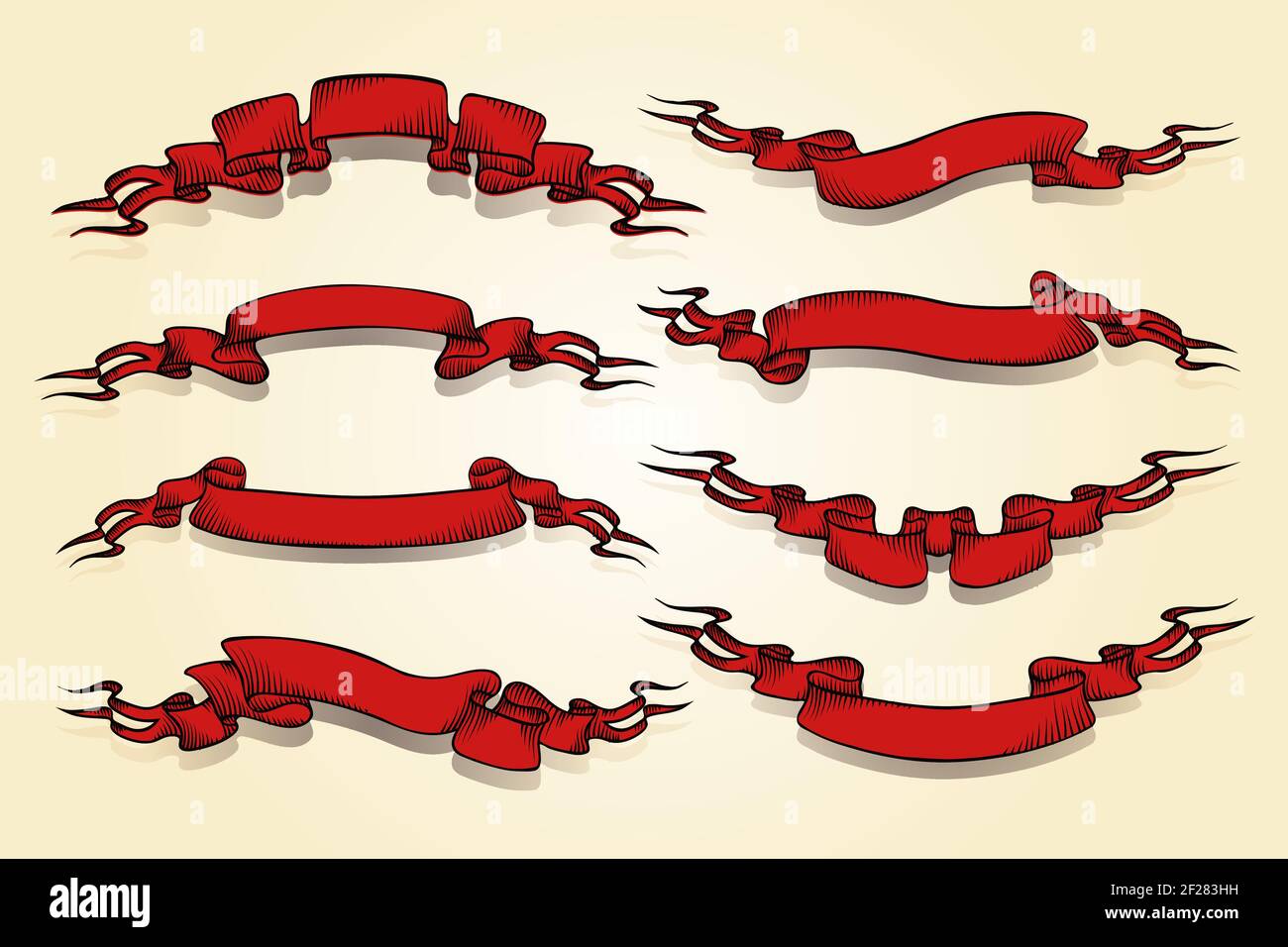 vector red retro ribbon banners set in vintage style Stock Vector Image ...