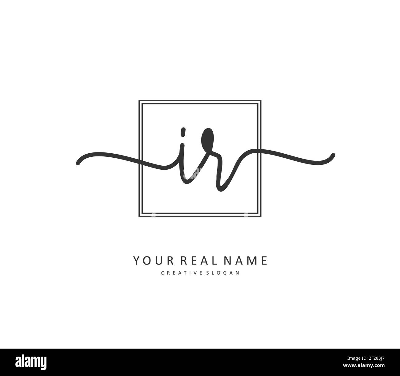 IR Initial letter handwriting and signature logo. A concept handwriting ...