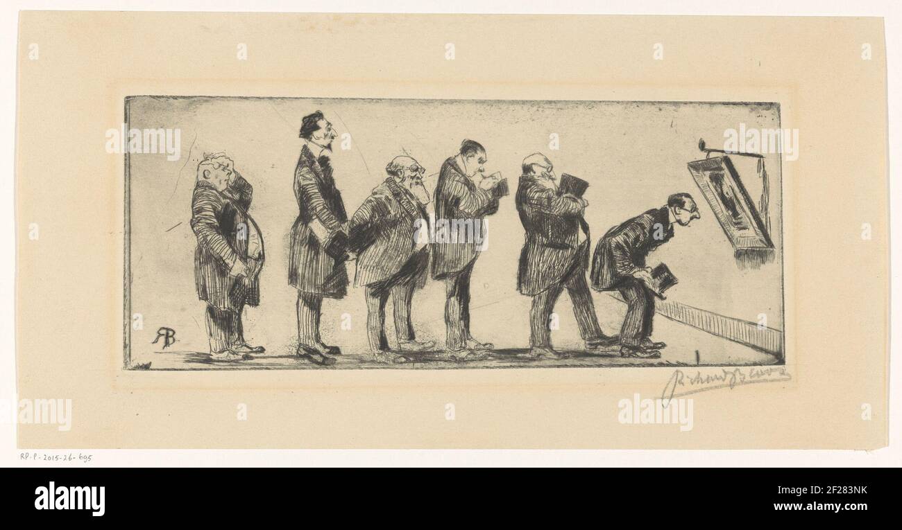 Six men in the row for a painting Stock Photo - Alamy