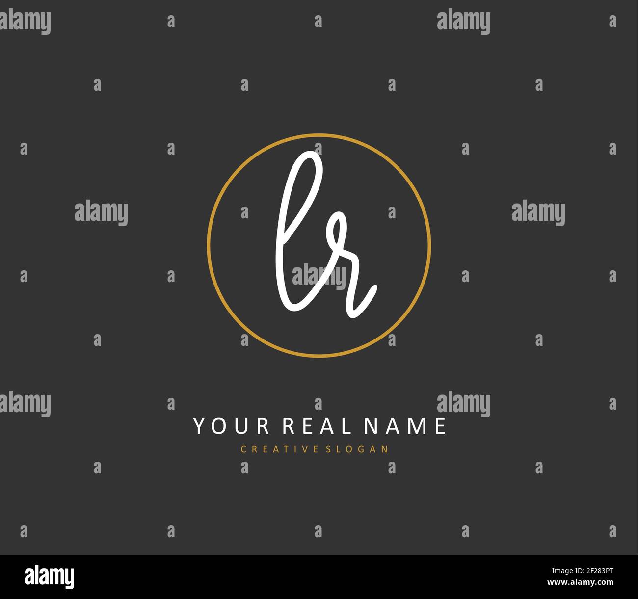 LR Initial letter handwriting and signature logo. A concept handwriting ...
