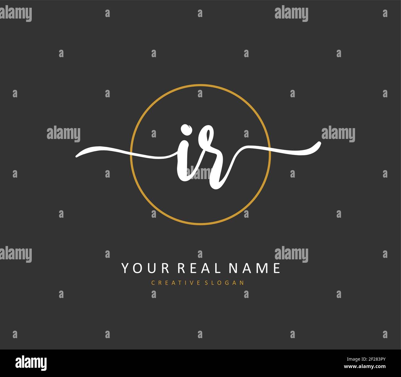 IR Initial letter handwriting and signature logo. A concept handwriting ...
