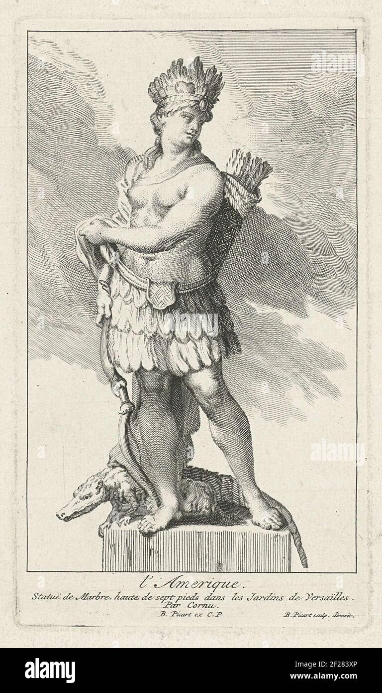 Statue in Versailles Gardens. The female personification of America ...