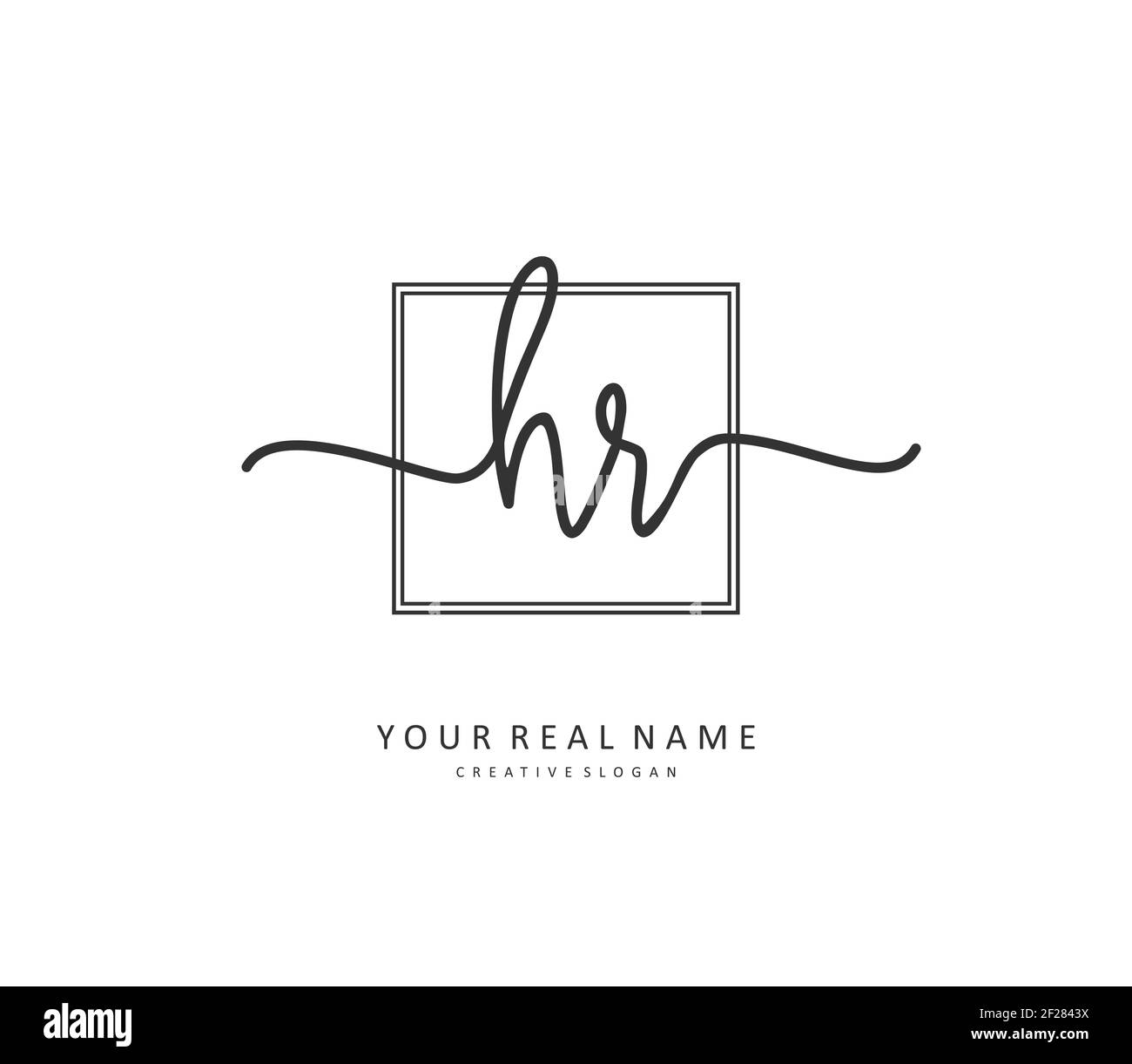 HR Initial letter handwriting and signature logo. A concept handwriting ...