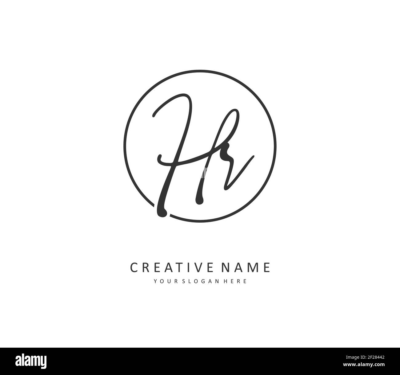 HR Initial letter handwriting and signature logo. A concept handwriting ...