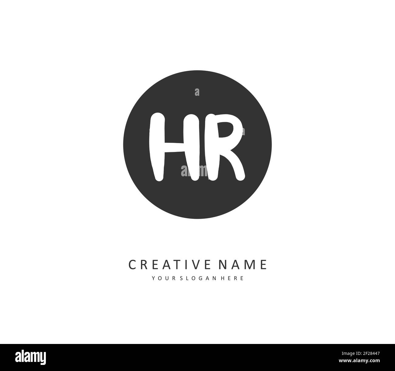 HR Initial letter handwriting and signature logo. A concept handwriting ...