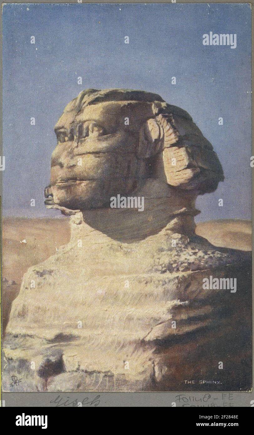 Sphinx from Giza: head, shoulders and front legs; The Sphinx..part of ...