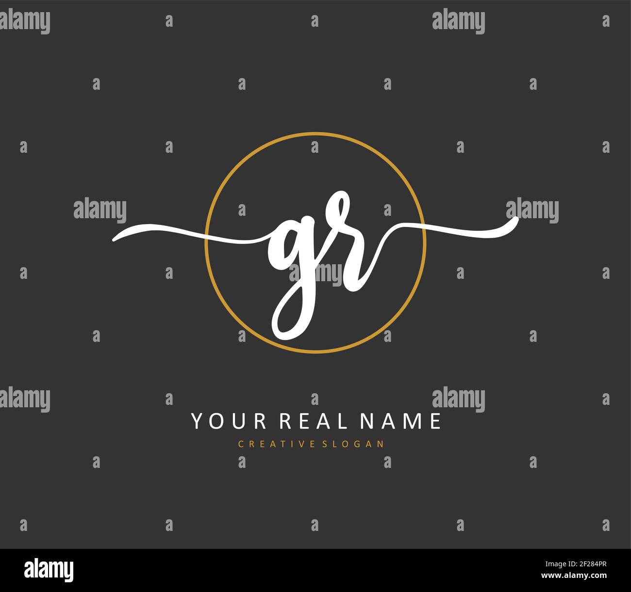 GR Initial letter handwriting and signature logo. A concept handwriting ...