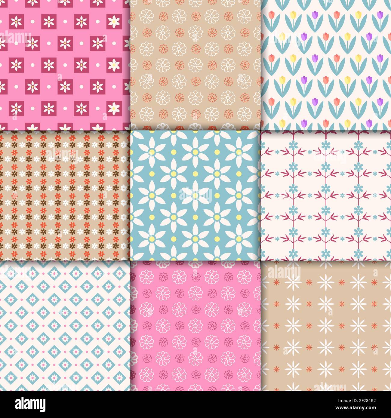 Vector pretty pastel seamless patterns. Endless texture for wallpaper ...