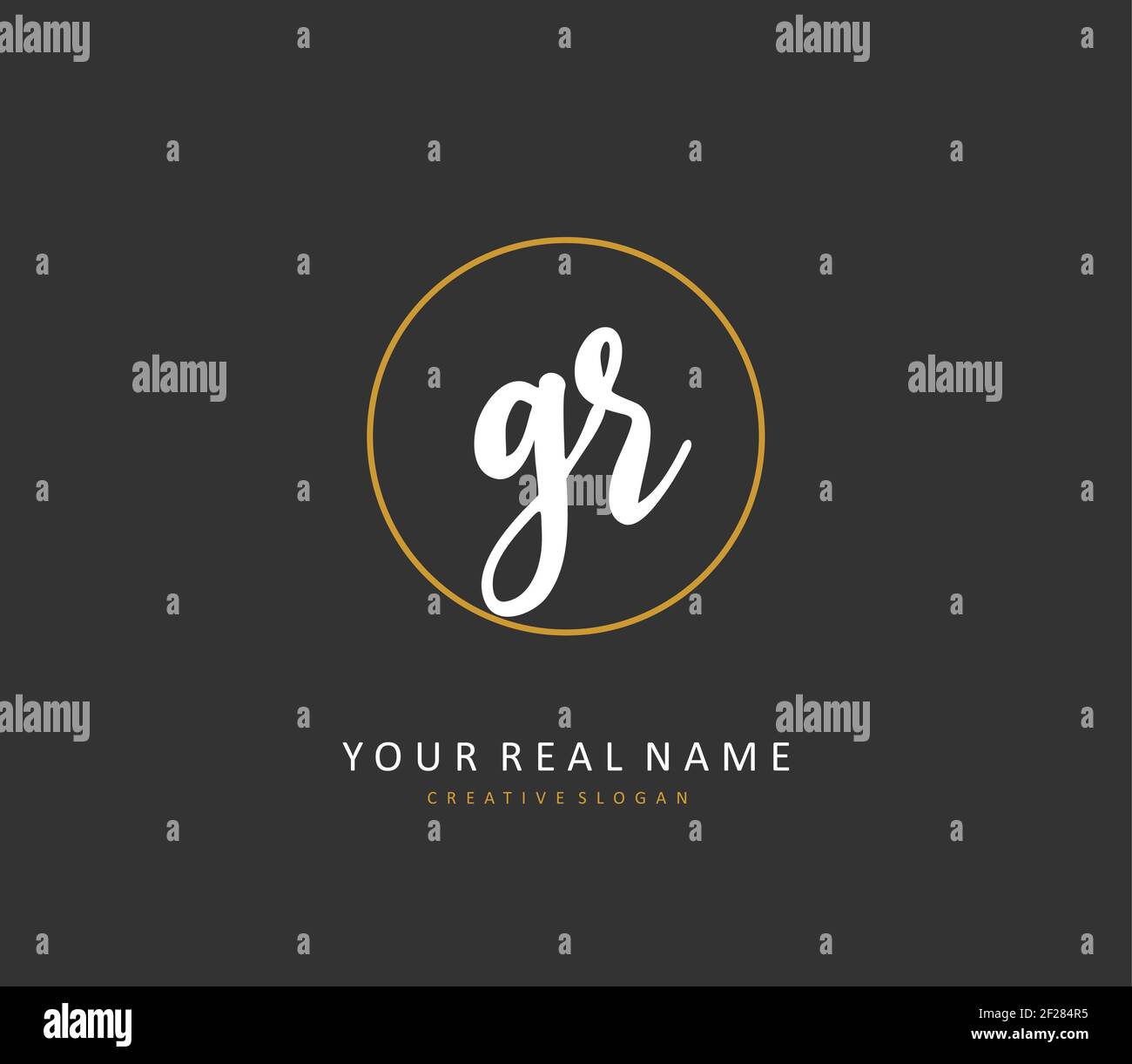 GR Initial letter handwriting and signature logo. A concept handwriting ...