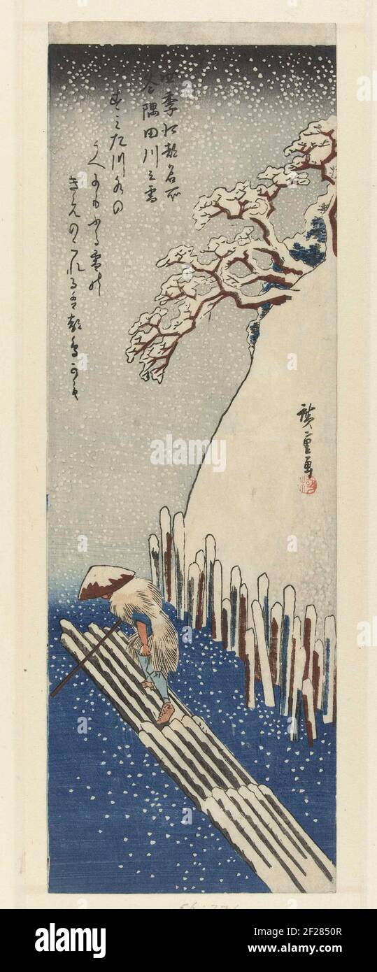 Winter, snow on the Sumida river; Fuyu Sumidagawa No Yuki; Famous ...