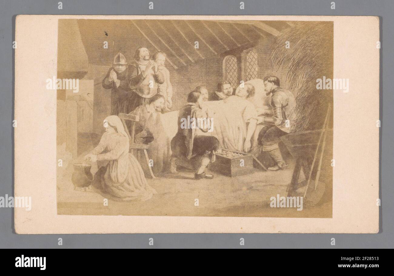 Photo reproduction of an engraving: Adolf's death bed from Nassau, 1609 ...