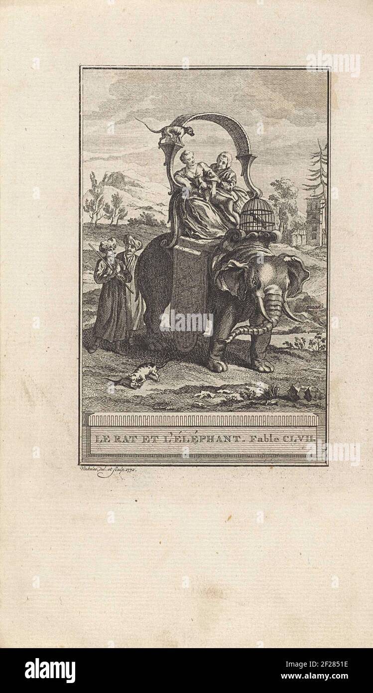 Olifant in rat; The rat and the Elephant. Fable Clvii..an Elephant ...