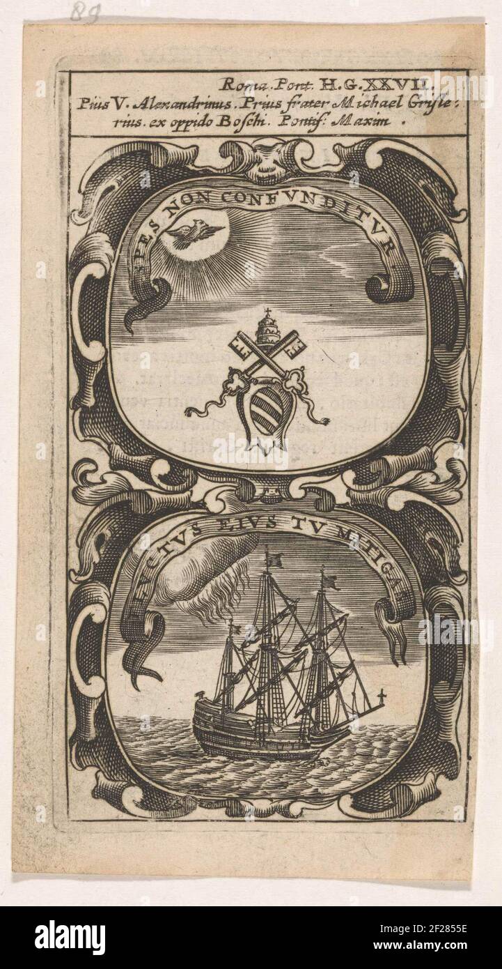 Towns van Pius 5 / Schip op of golven; Hope does not confuse / the ...