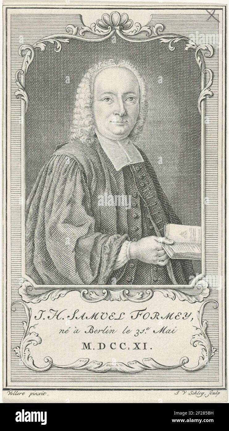 Portrait of the German writer Jean-Henri-Samuel Formey. He is wearing a ...