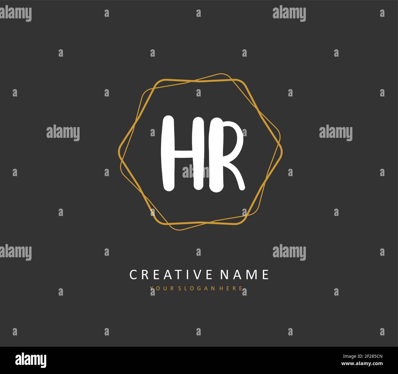 HR Initial letter handwriting and signature logo. A concept handwriting ...