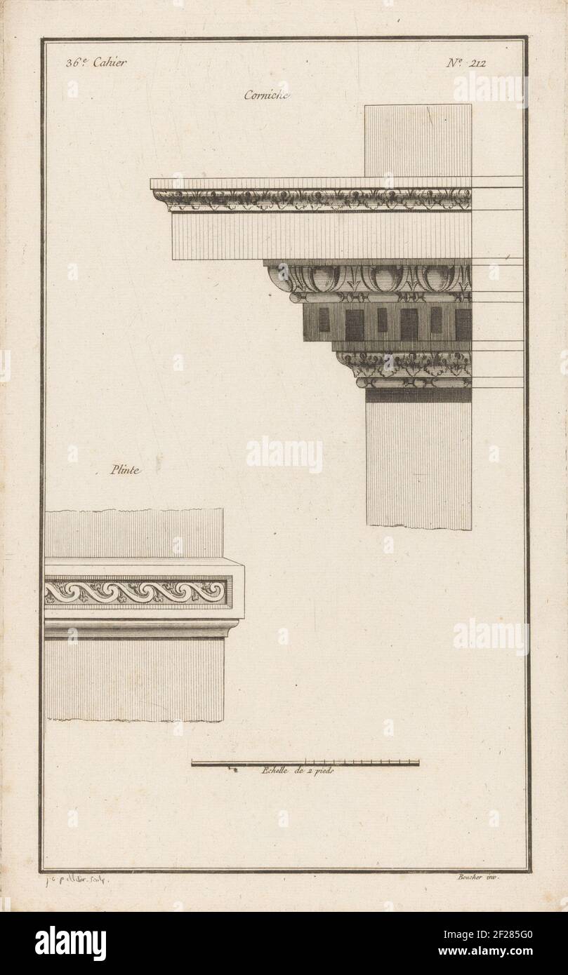 Cornice and plinth; Corniche, plint; Headrubs; 36th Cahier. An ...