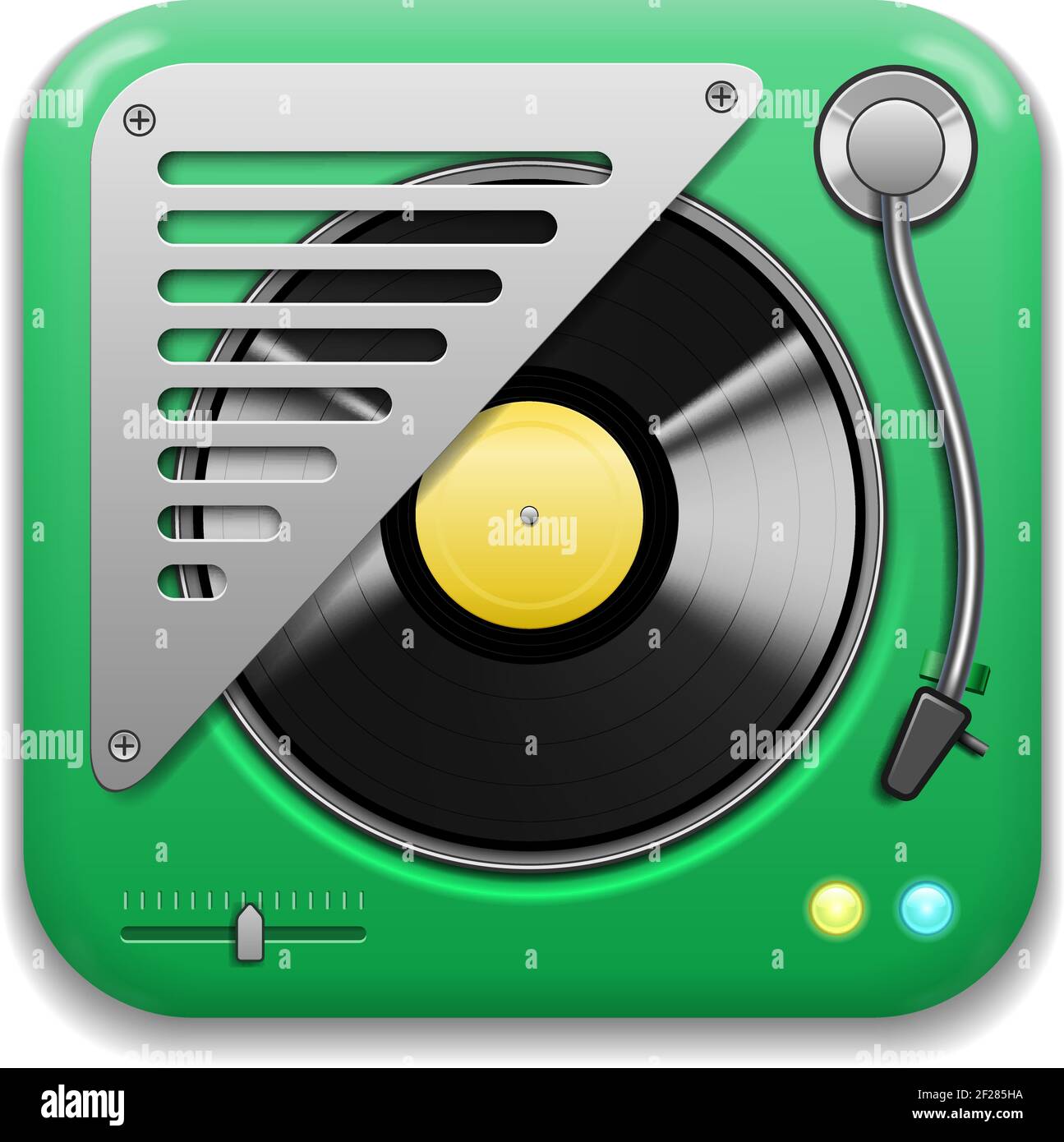 Music app icon, realistic turntable with vinyl plate Stock Vector Image ...