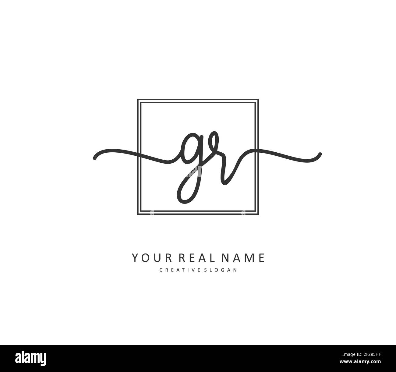 GR Initial letter handwriting and signature logo. A concept handwriting ...