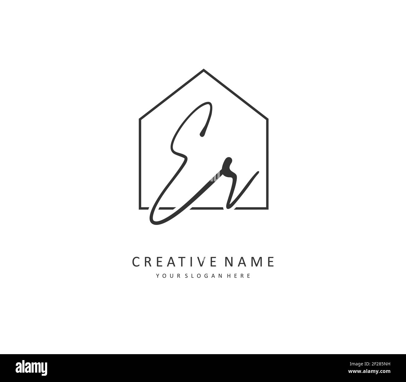 ER Initial letter handwriting and signature logo. A concept handwriting initial logo with ...
