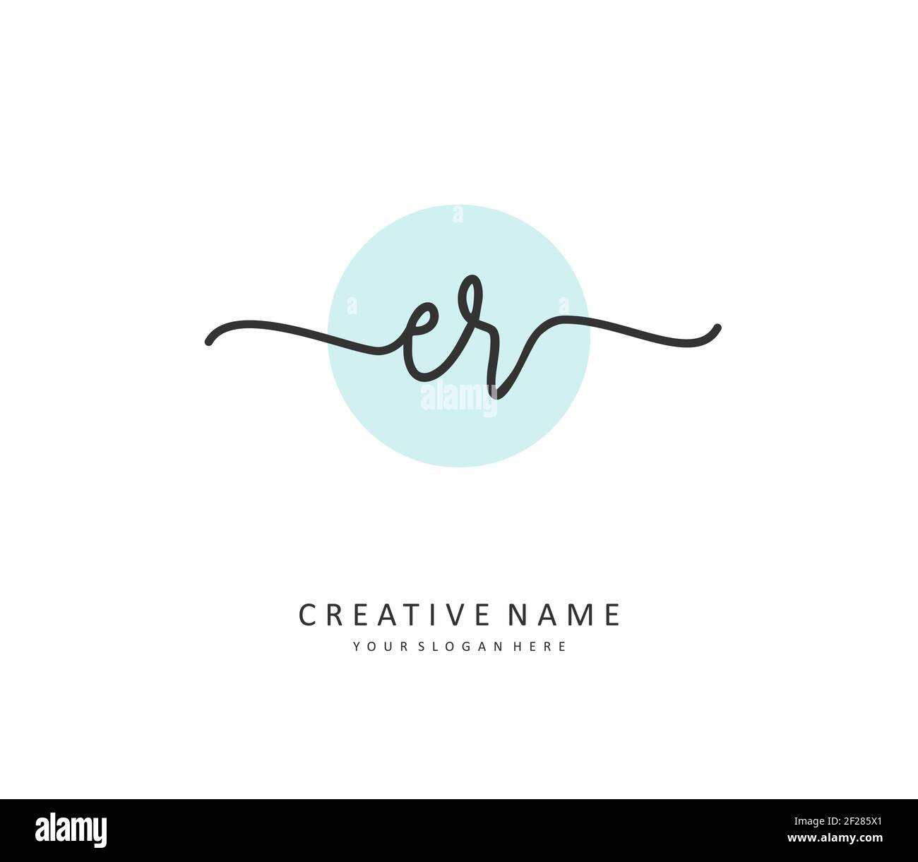 ER Initial letter handwriting and signature logo. A concept handwriting initial logo with ...