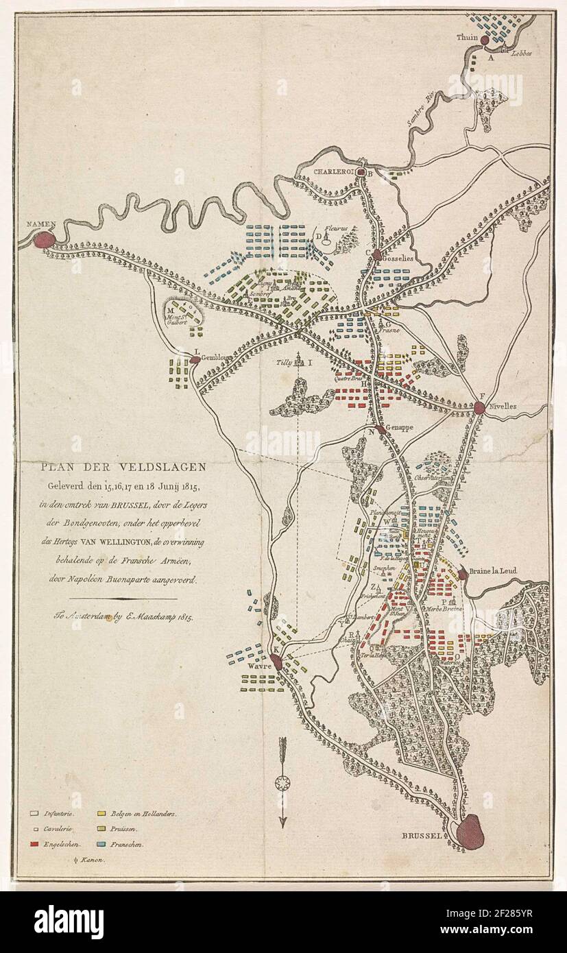 Plan of the battles at Quatre-Bras and Waterloo, 15-18 June, 1815; Plan ...