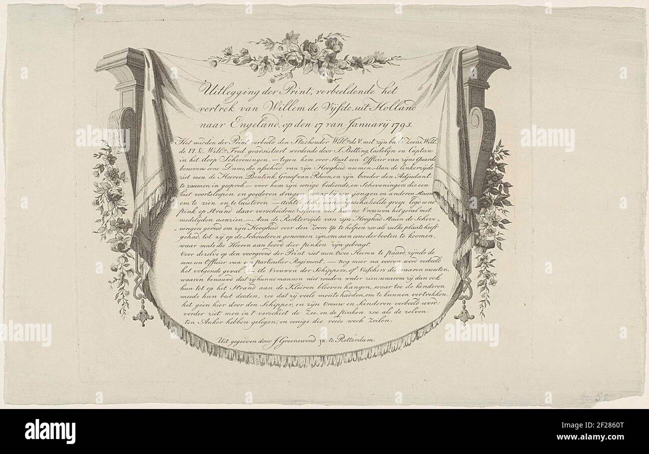 Declaration at the Print of the departure of Prince Willem V, 1795 ...