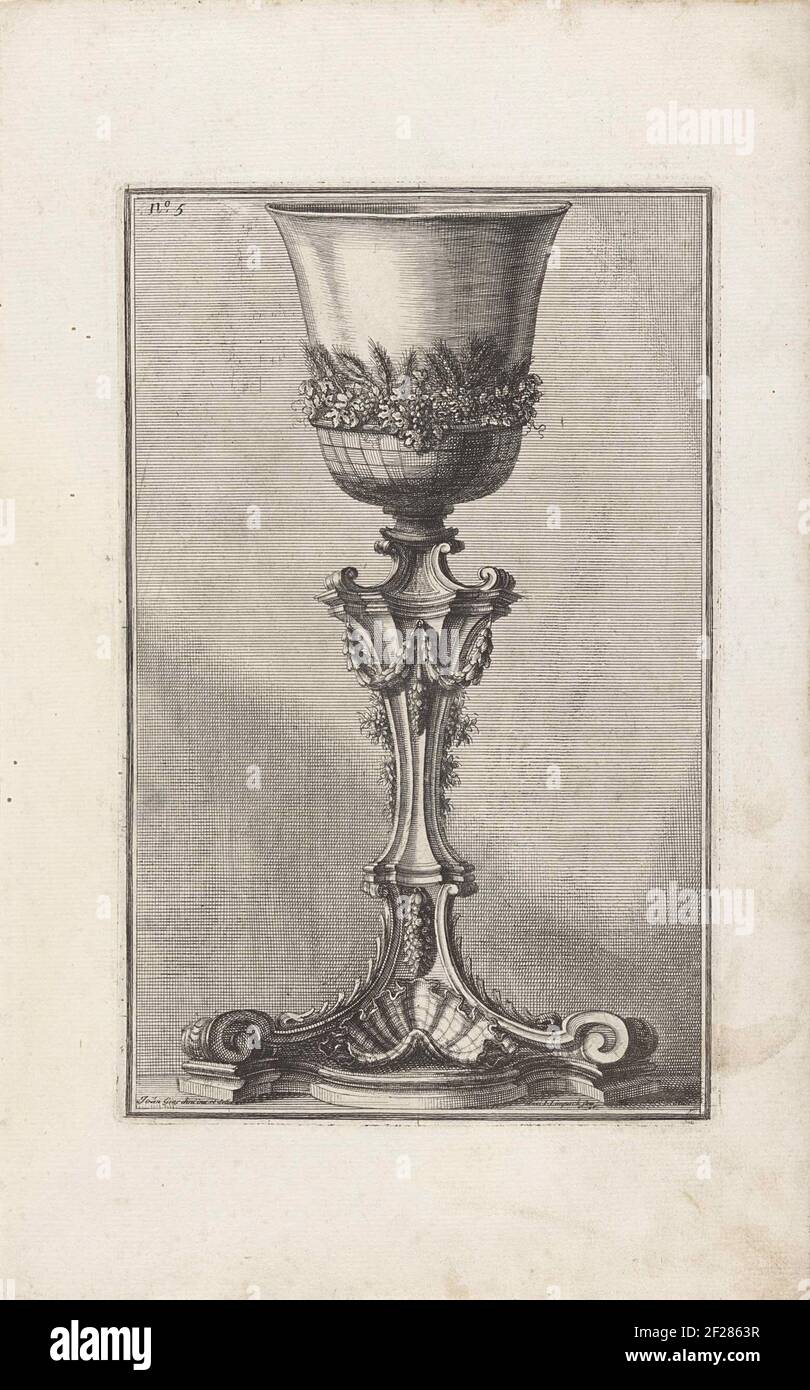 Chalice with vines, corners and garlands; Various ecclesiastical ...
