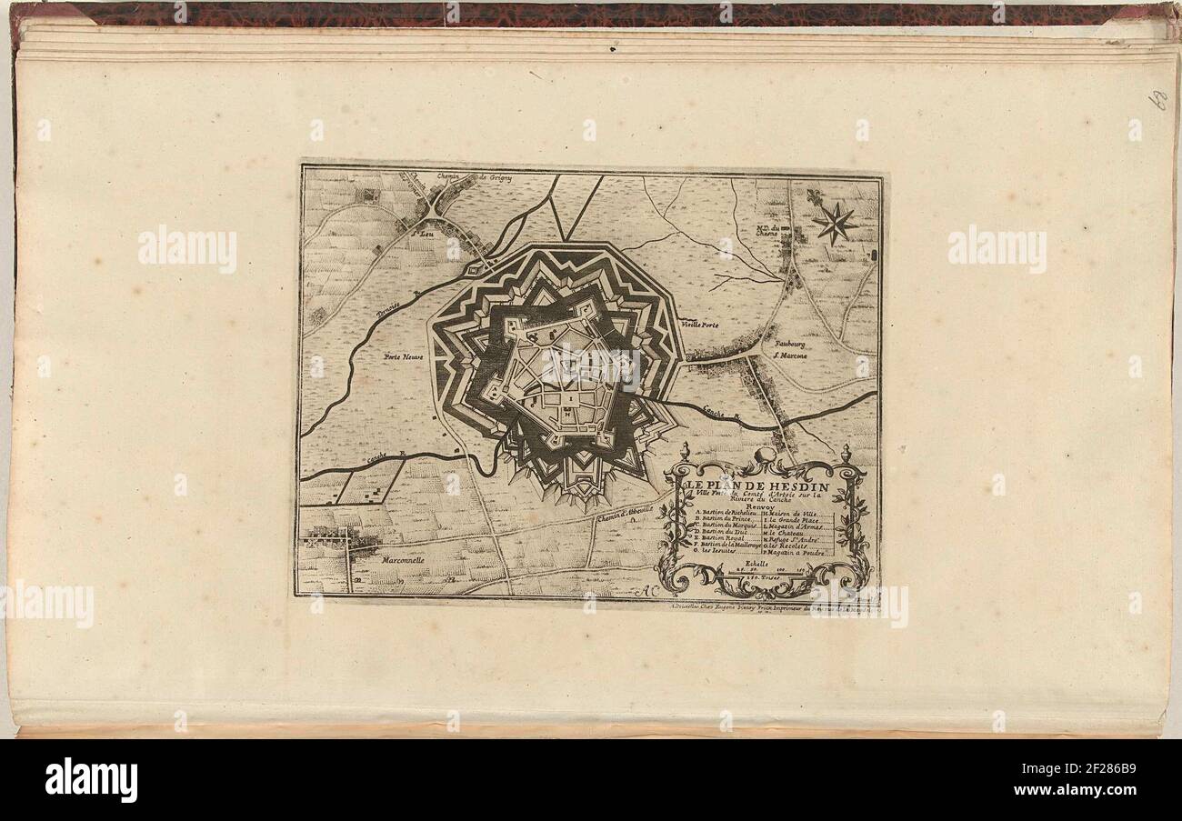 Plattegrond van Hesdin, 1711; Le Plan de Hesdin.Map of Hesdin, 1711. At ...