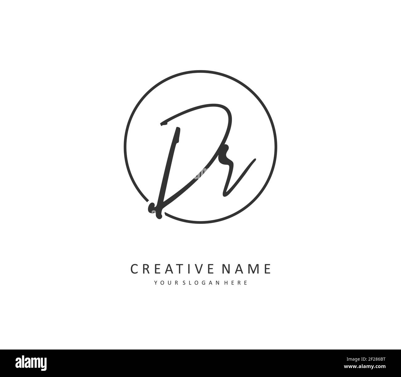 DR Initial letter handwriting and signature logo. A concept handwriting ...