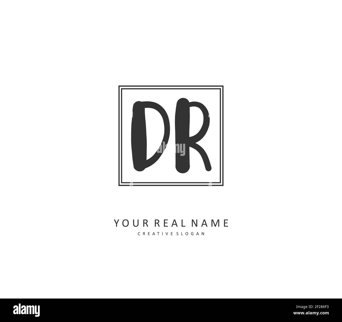 DR Initial letter handwriting and signature logo. A concept handwriting ...
