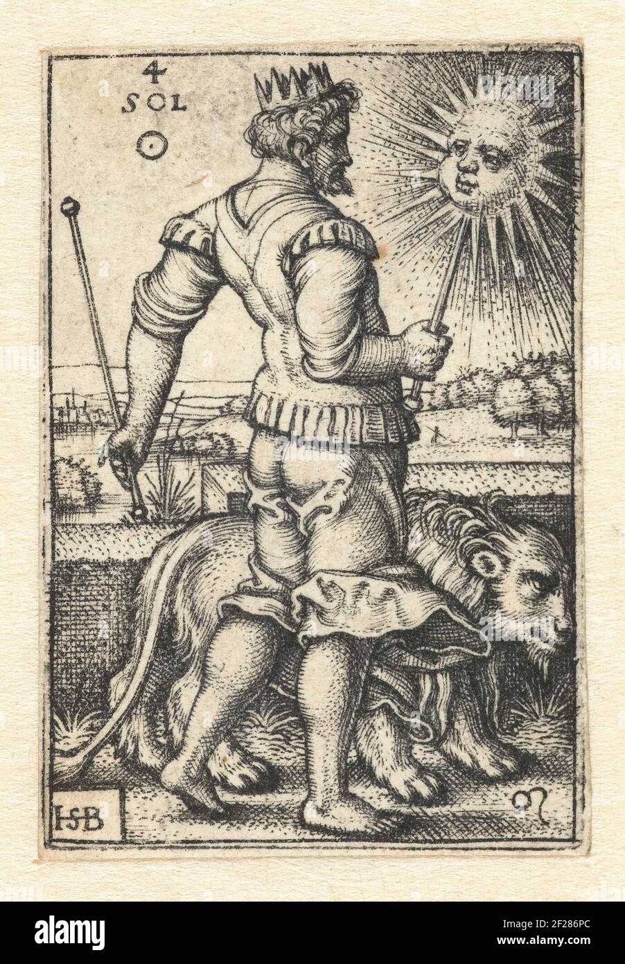 Apollo (Sol) with zodiac sign lion; Sol; Seven planets and ...