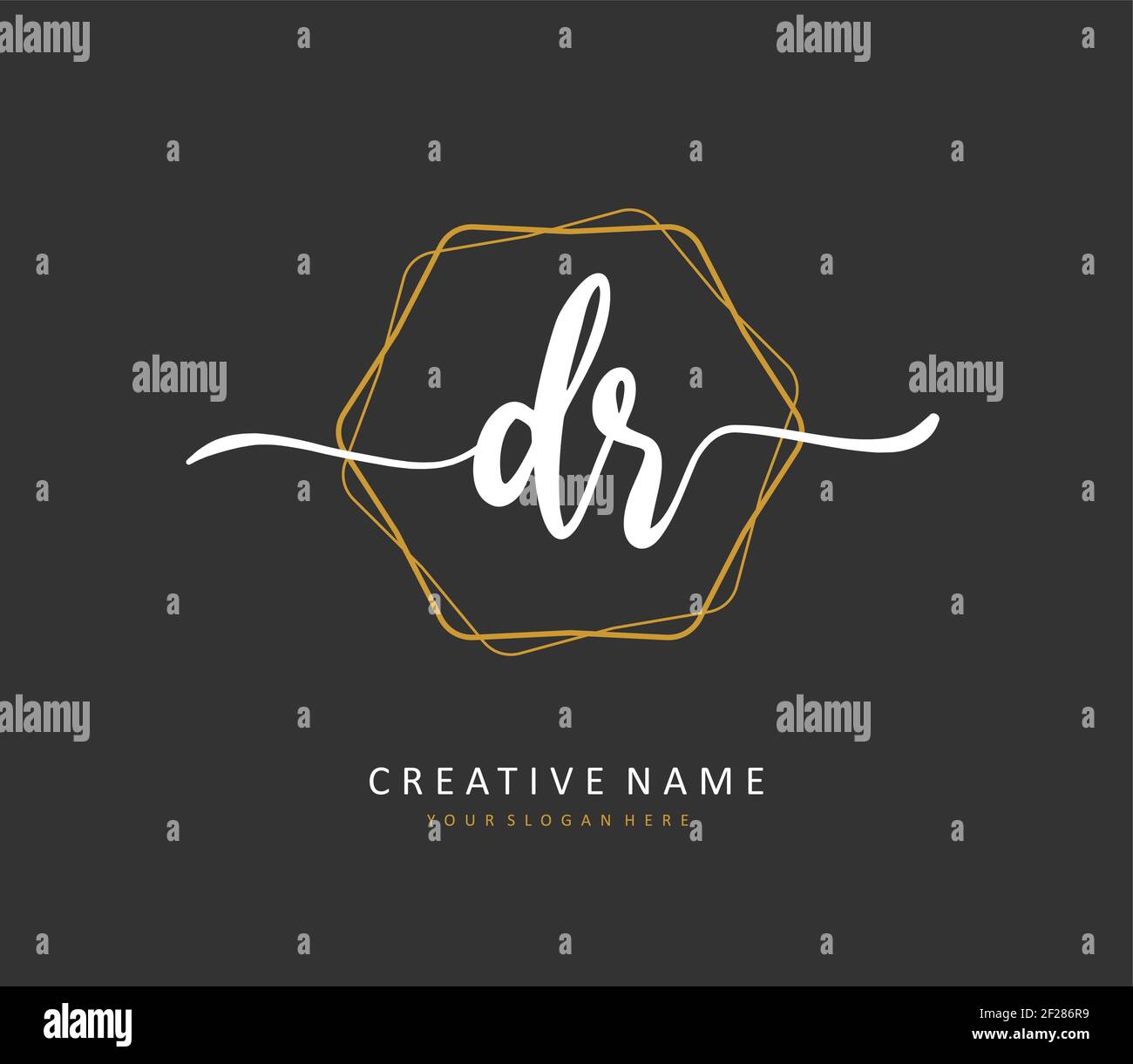 DR Initial letter handwriting and signature logo. A concept handwriting ...