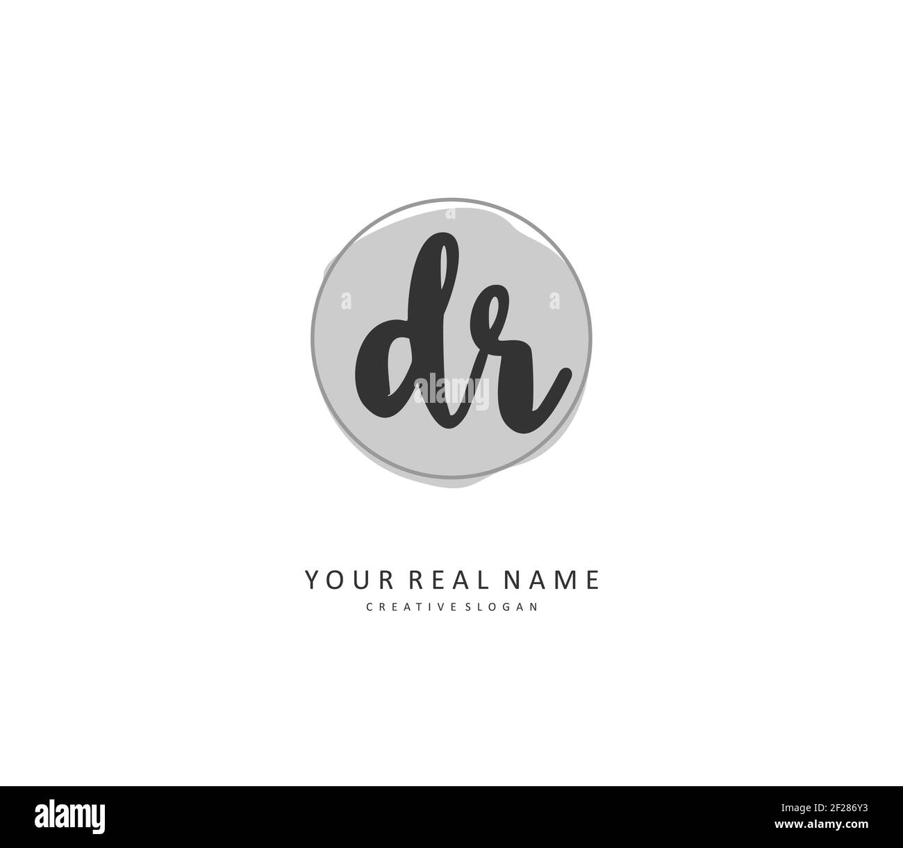 DR Initial letter handwriting and signature logo. A concept handwriting ...