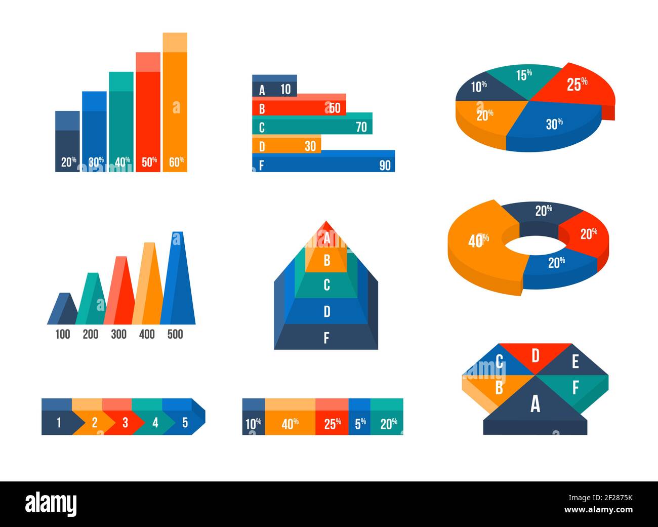 Charts, diagrams and graphs in modern isometric 3d flat style ...