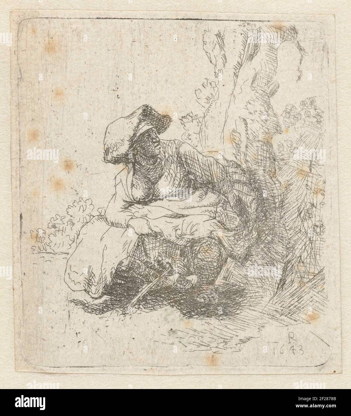 Waterende vrouw.Mirror-image copy to the Print of the same name from ...