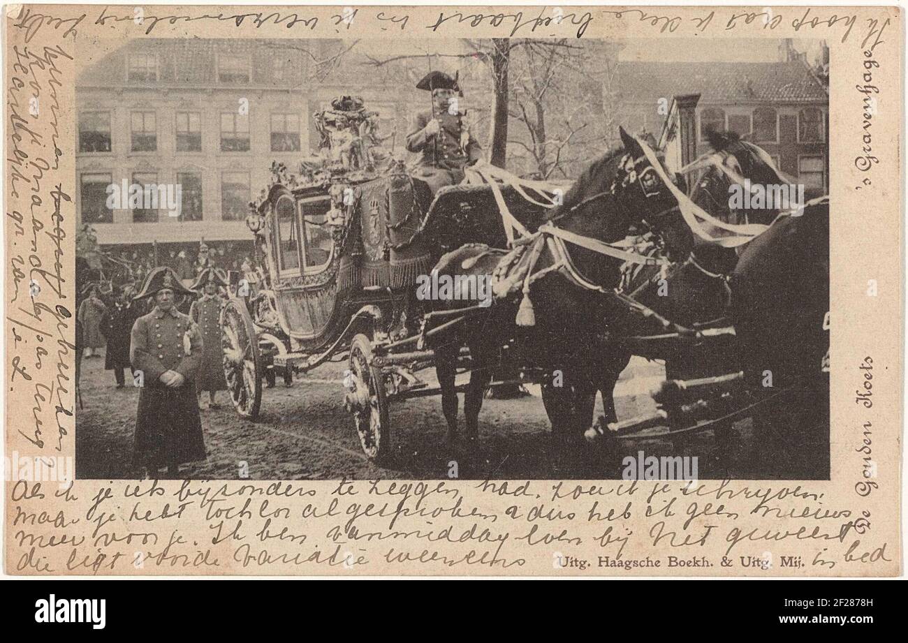 The golden carriage of the wedding procession of Wilhelmina, Queen of ...