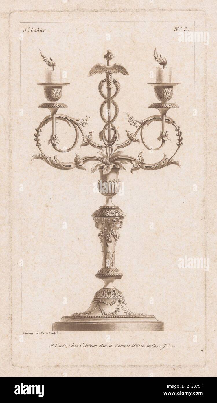 Girandole with caduceus; 3rd Cahier / Cahier des Girandoles de Buridian ...
