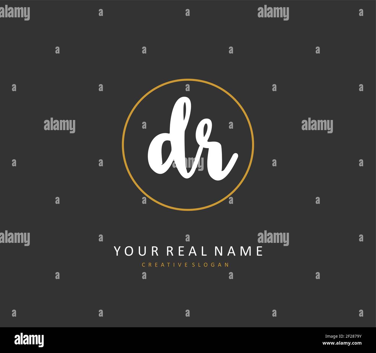 DR Initial letter handwriting and signature logo. A concept handwriting ...