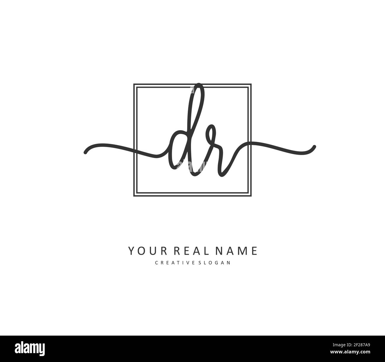 DR Initial letter handwriting and signature logo. A concept handwriting ...