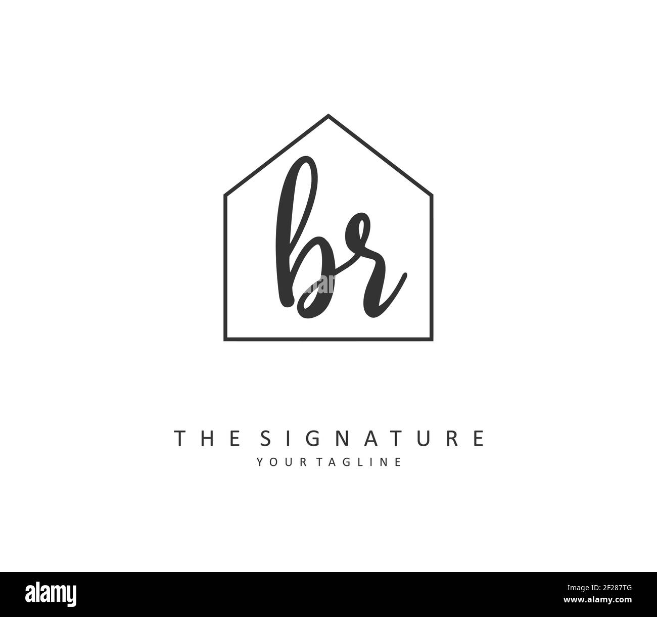 BR Initial letter handwriting and signature logo. A concept handwriting ...