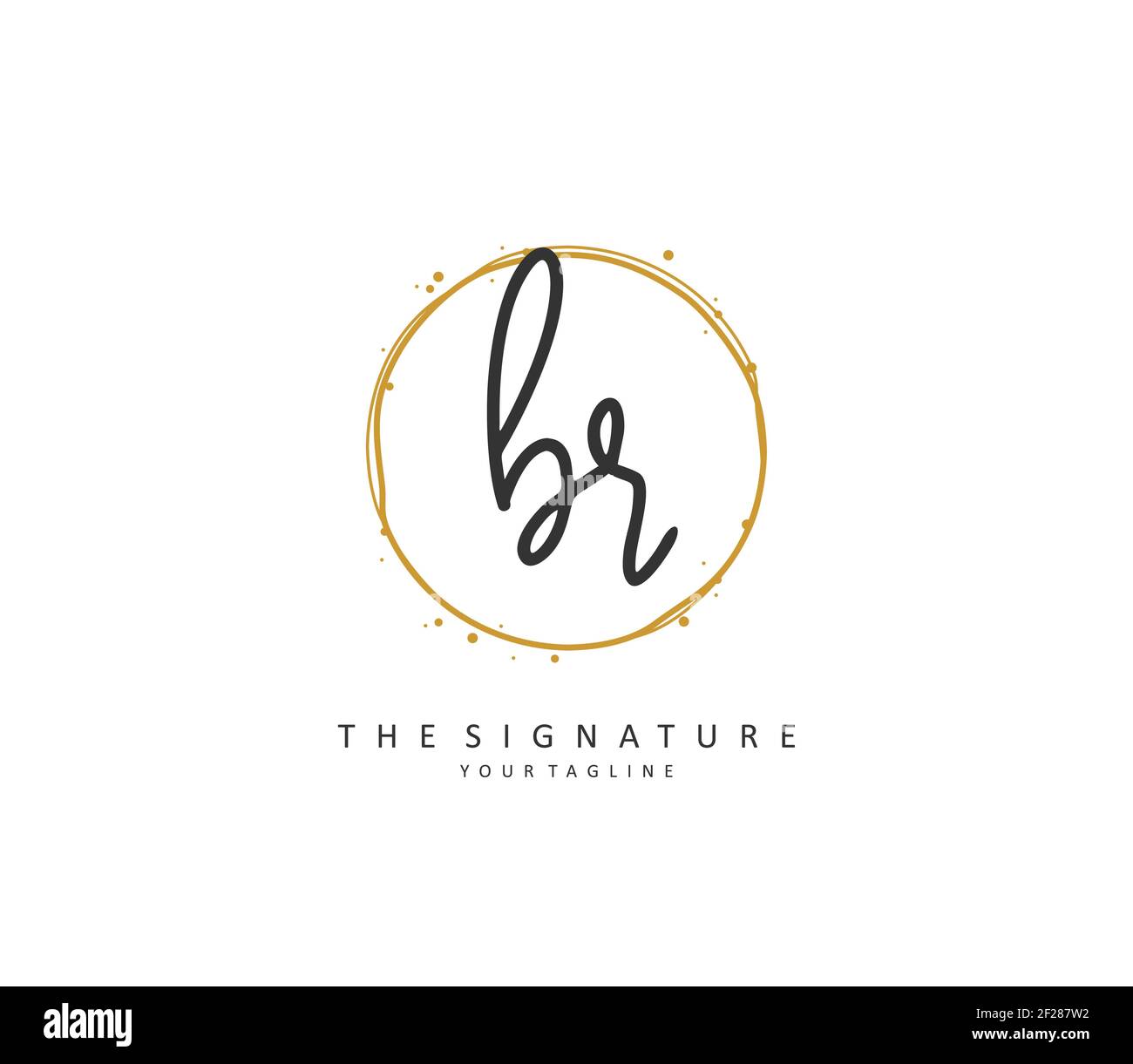 BR Initial letter handwriting and signature logo. A concept handwriting initial logo with ...