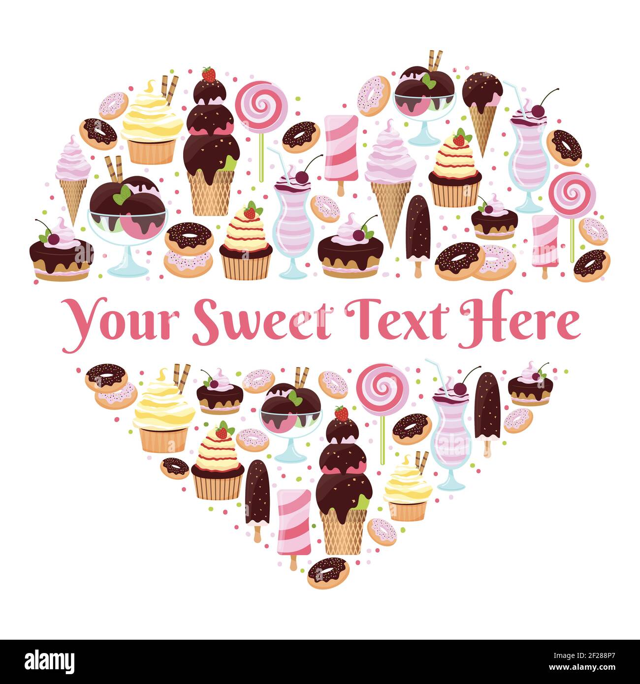 I Love Sweets heart shaped vector design with copyspace for text formed ...