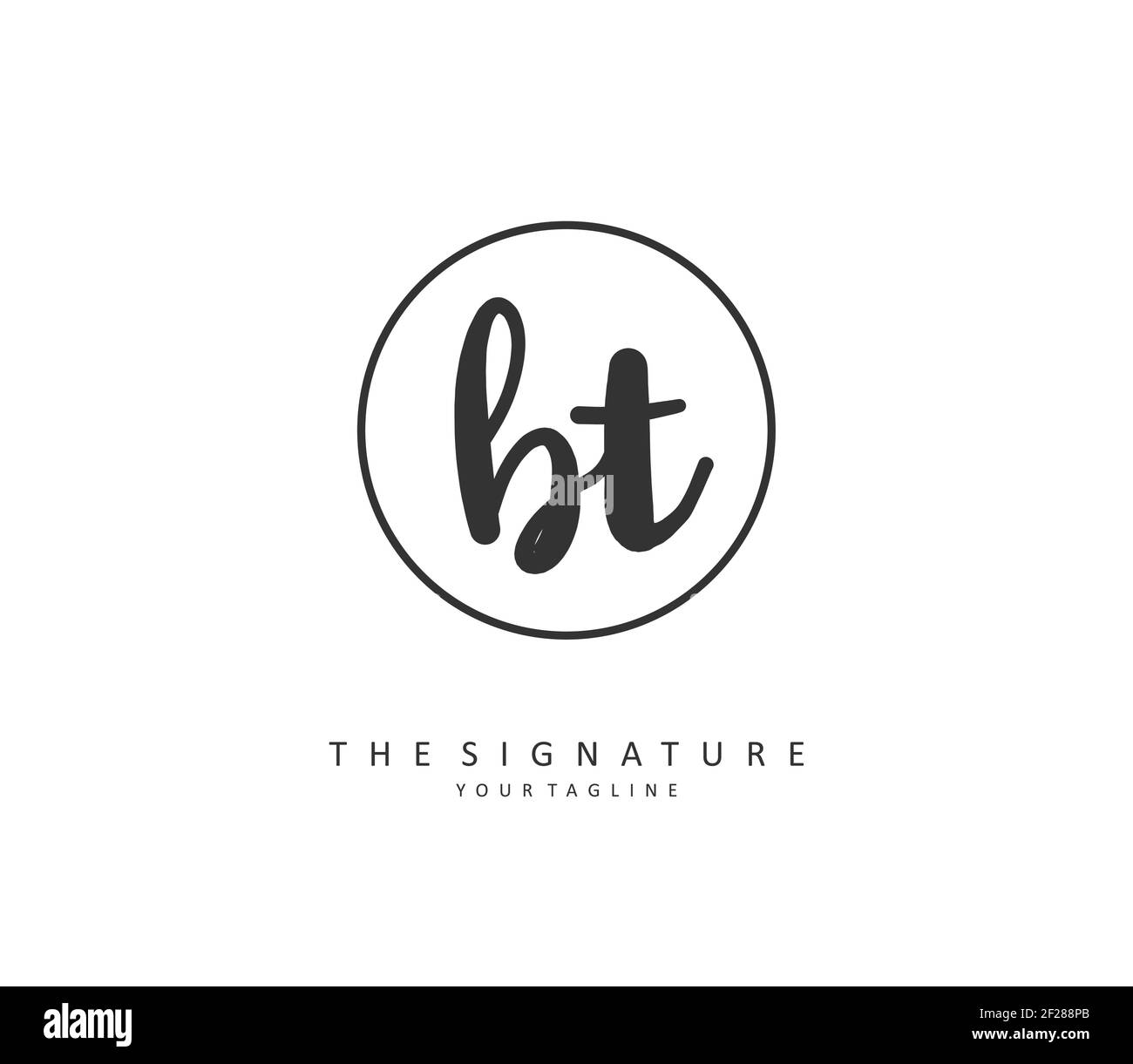 B T BT Initial letter handwriting and signature logo. A concept ...