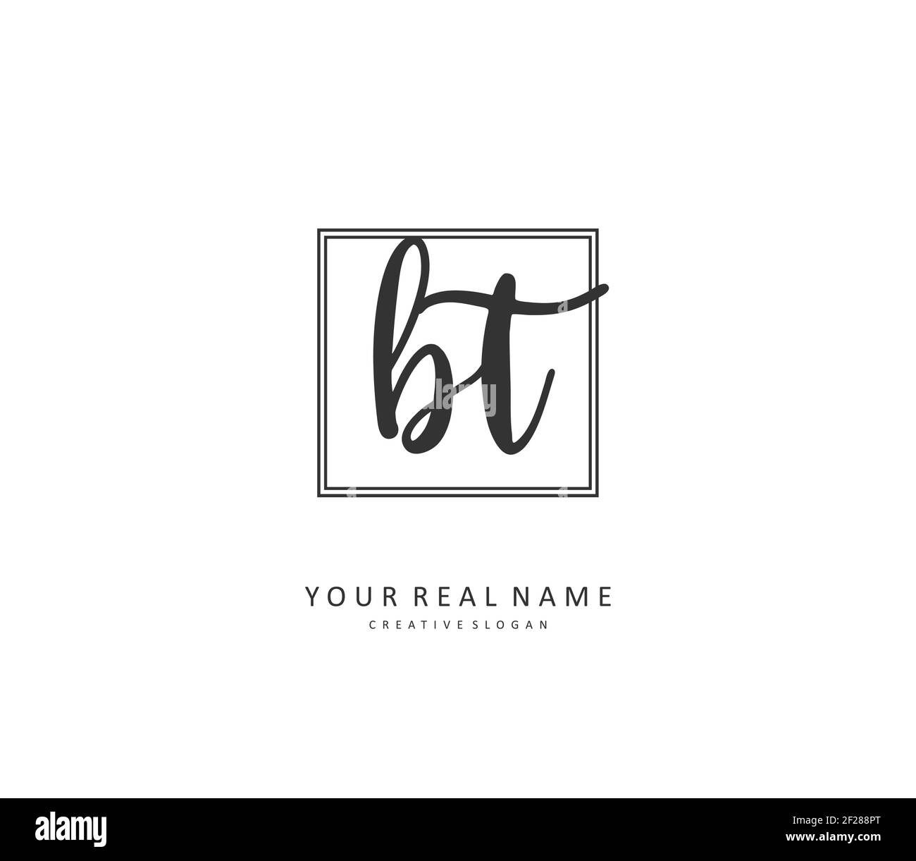 B T BT Initial letter handwriting and signature logo. A concept ...